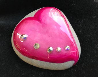 Red Heart Painted Rock | Etsy