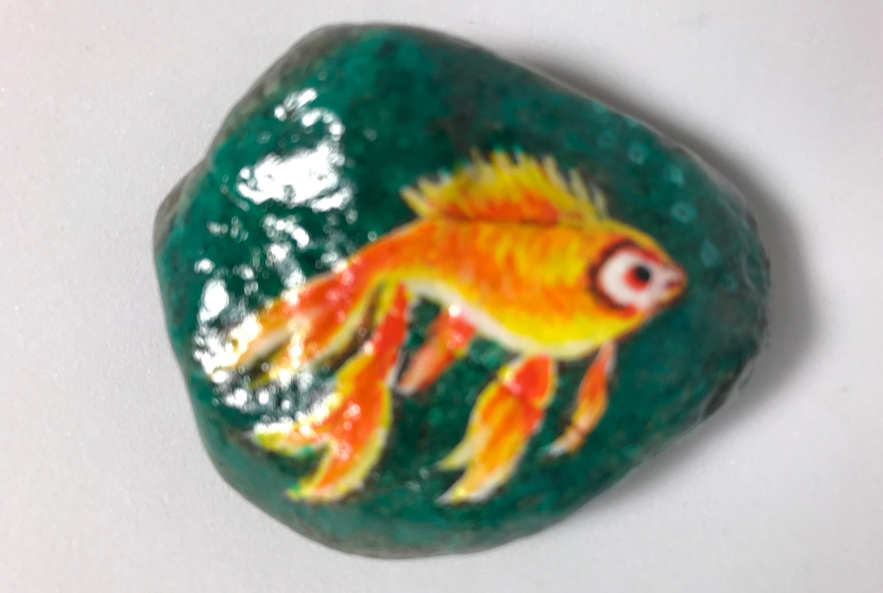 Painted Rock of Gold Fish - Etsy