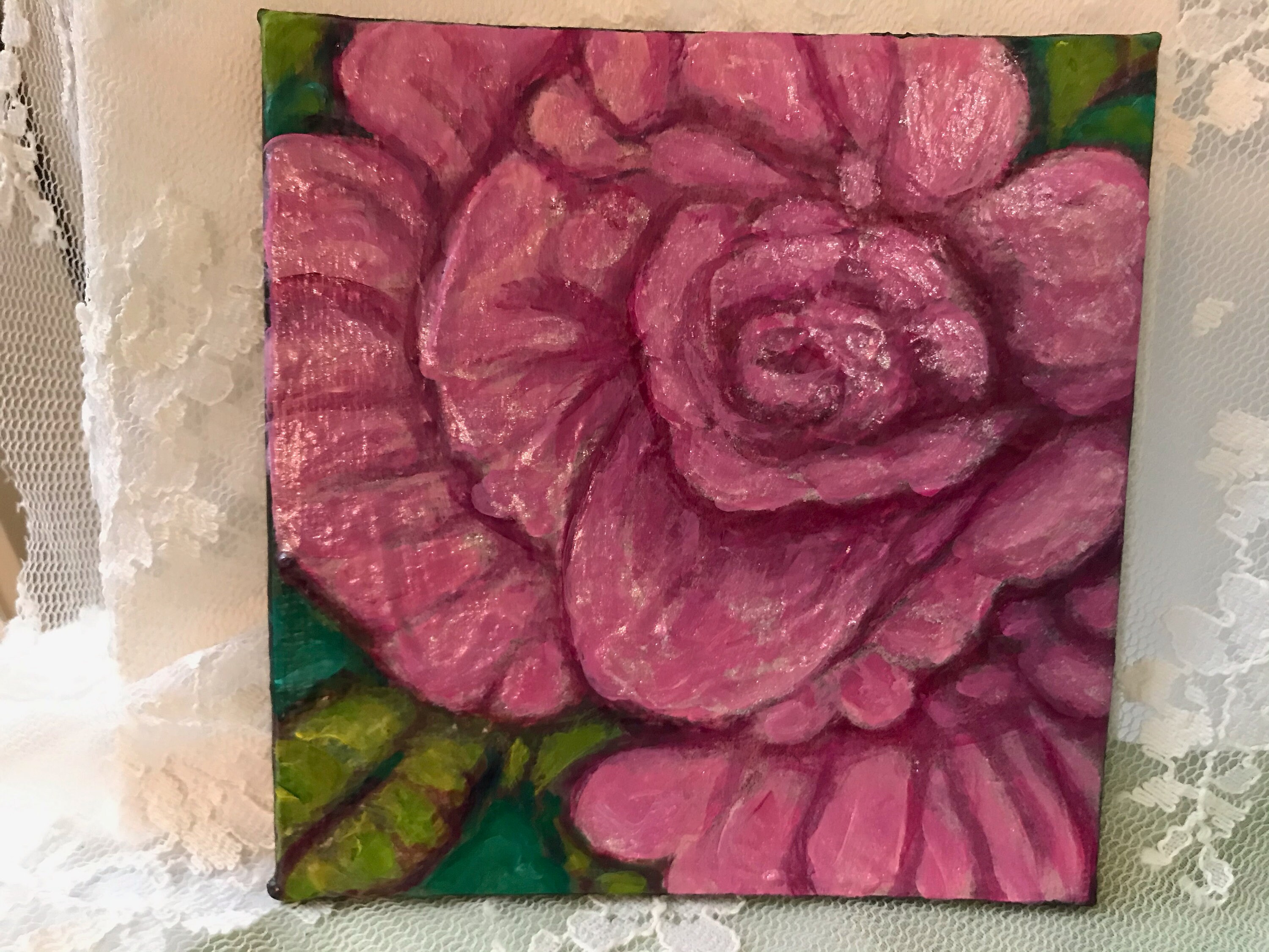 Miniature Flower Painting Pink Flower | Etsy