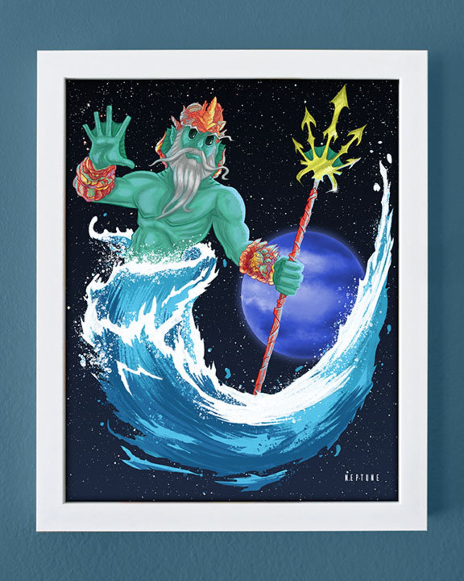 Neptune Art Print Planet Art Science Art Children's - Etsy