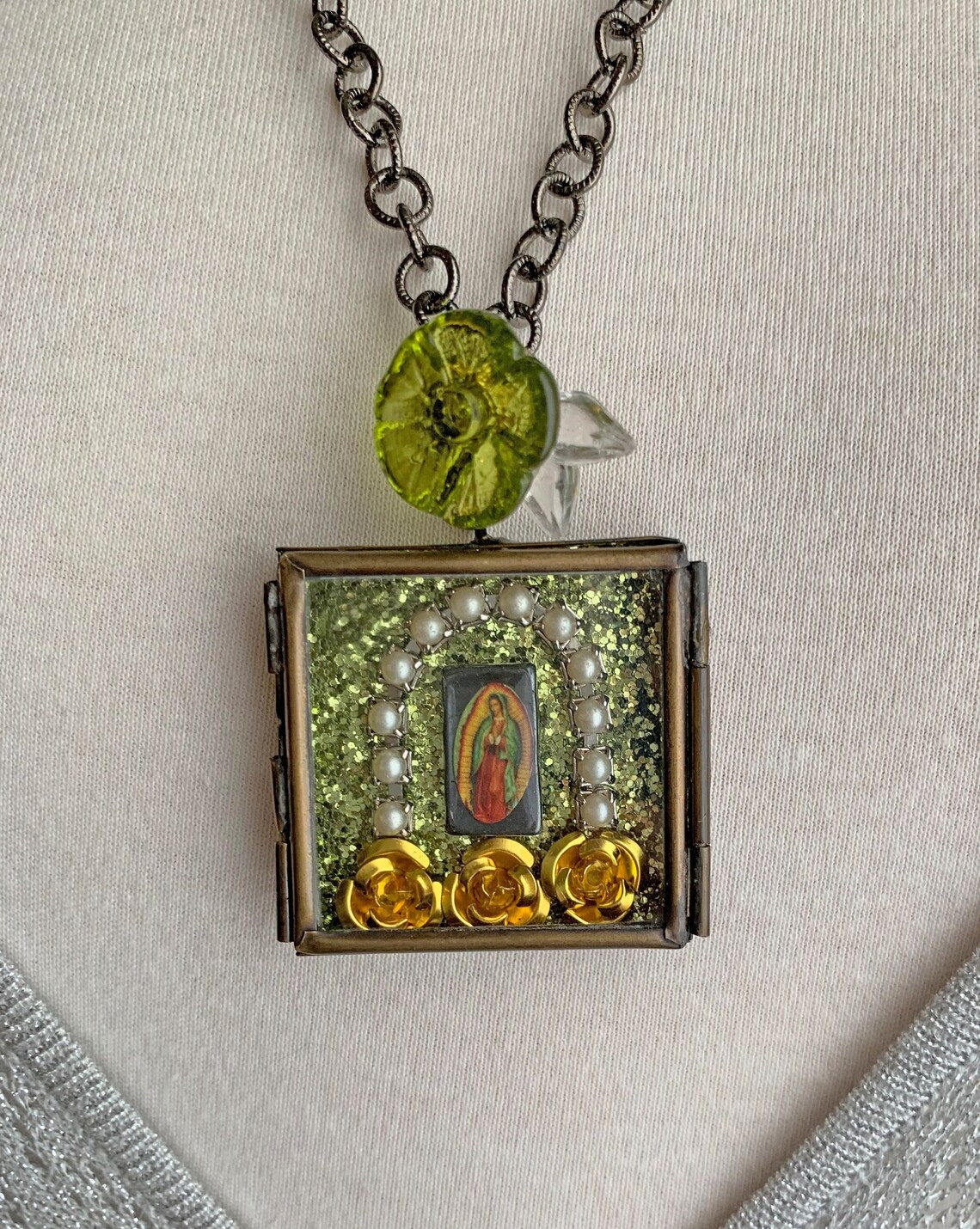 Shadow Box Shrine Necklace Lourdes Necklace Religious - Etsy