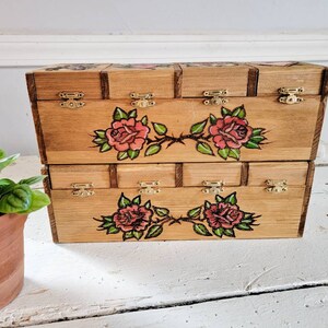 WOODBURNED TATTOO COMPARTMENT Box Wooden Stash Box Tattoo - Etsy