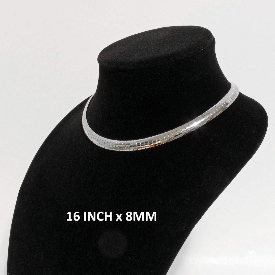 16 Inch Silver Omega Necklace Chain, 16 Inch X 8 Mm Silver Stainless ...