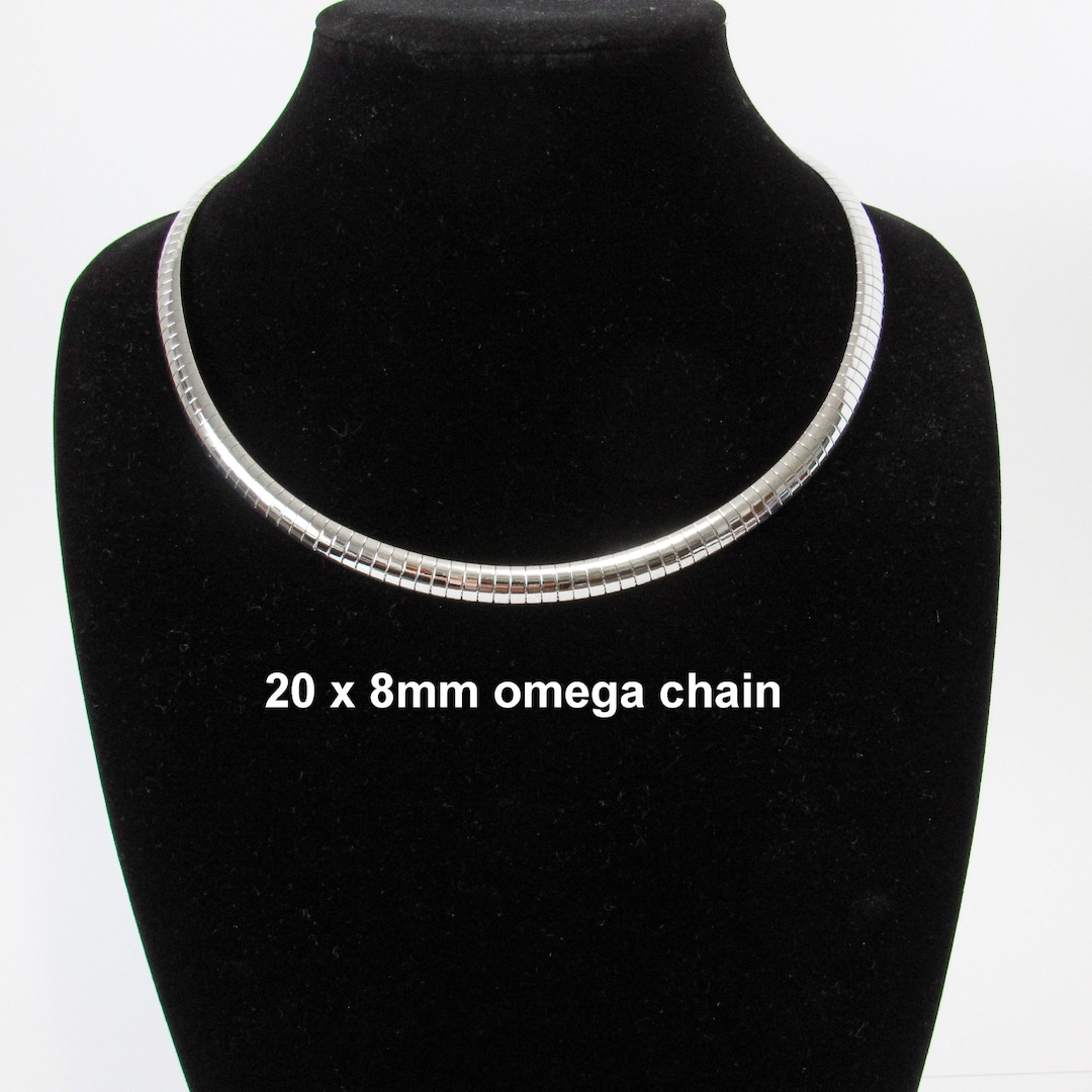 20 Inch Silver Omega Necklace Chain, 20 Inch X 8 Mm Silver Plated Omega ...