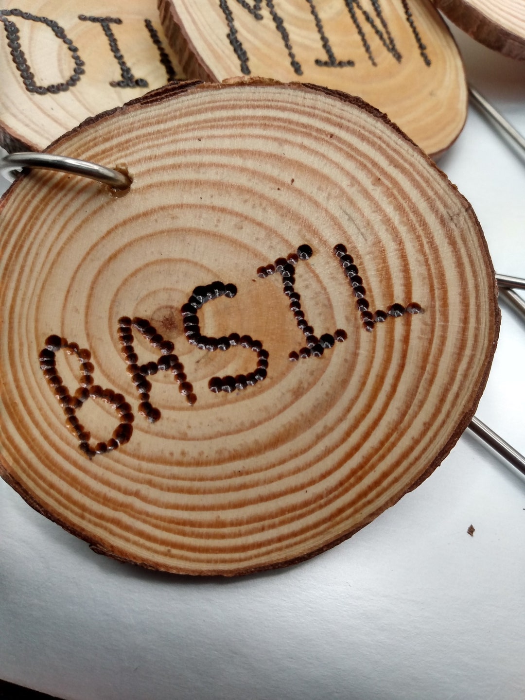 Wood Burned Herb Name Tags Set - Etsy