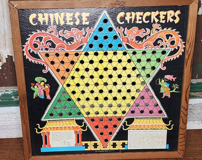 Vintage Chinese Checker Board Transogram Chinese Checker Board Vintage ...