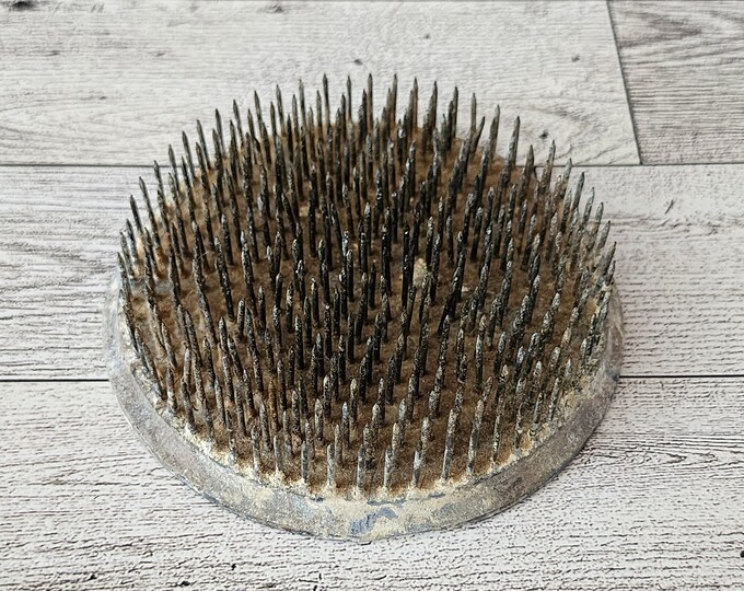 Vintage Cast Iron Pin Flower Frog - Large Flower Frog - Primitive ...