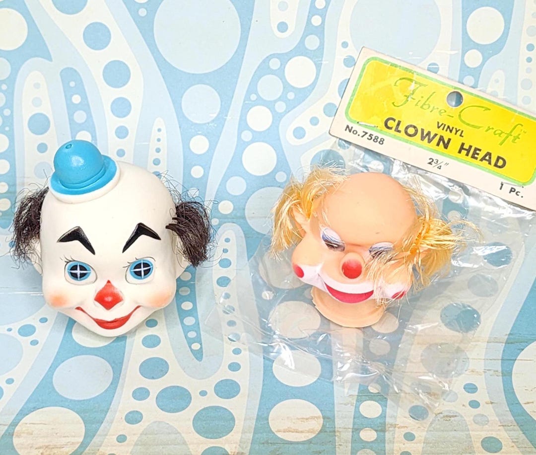 Vintage Clown Heads - Doll Making Clown Heads - Fibre-craft Clown Heads ...