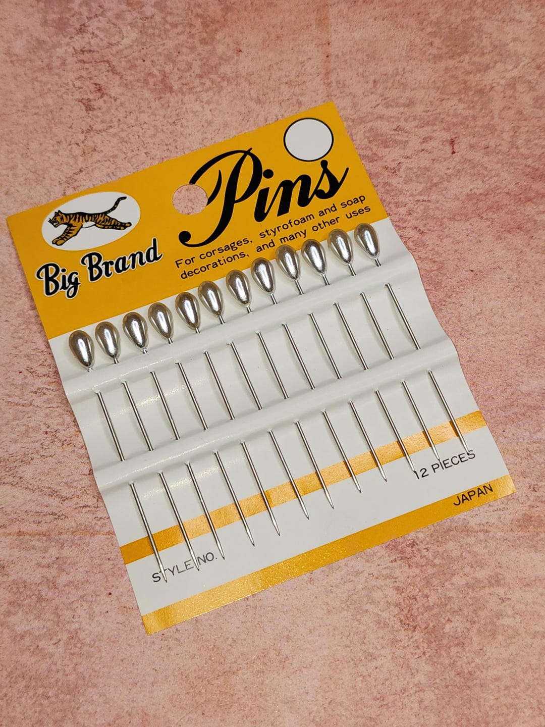 2 Vintage Pearl Head Pin Cards - Big Brand Pins - Styrofoam Crafts ...