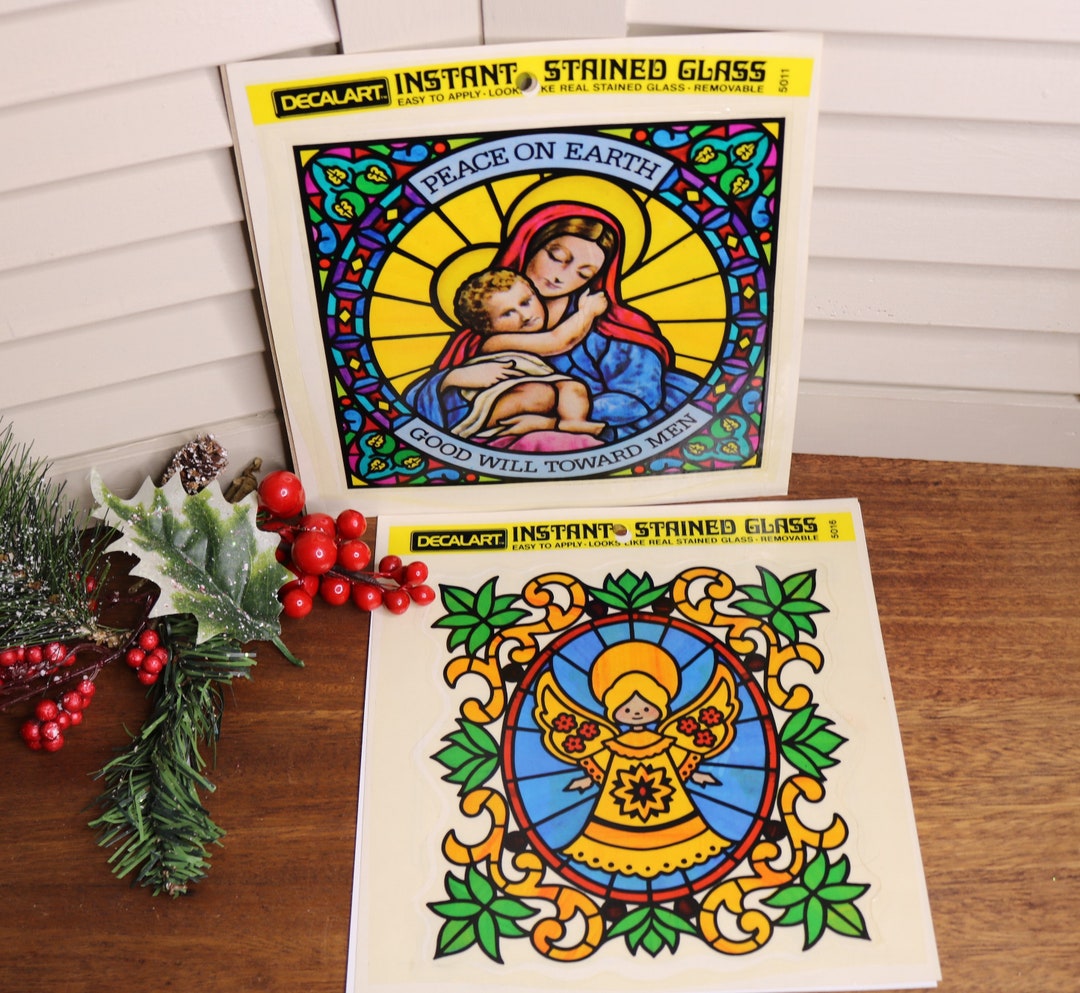 Vintage Decalart Instant Stained Glass Window Clings Angel - Etsy