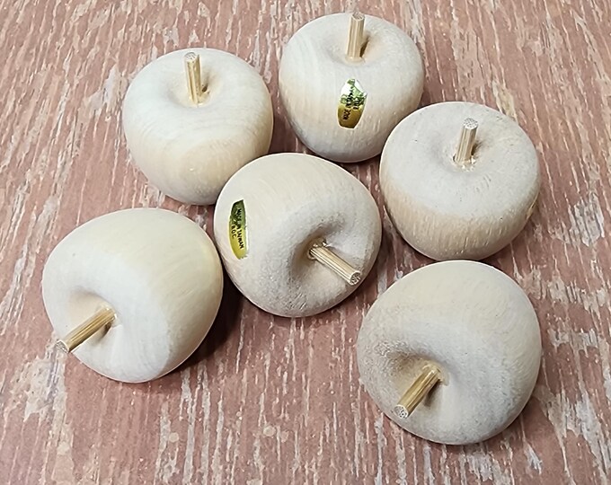 6 Vintage Wooden Miniature Apples - Tiny Crafting Apples - Miniature ...