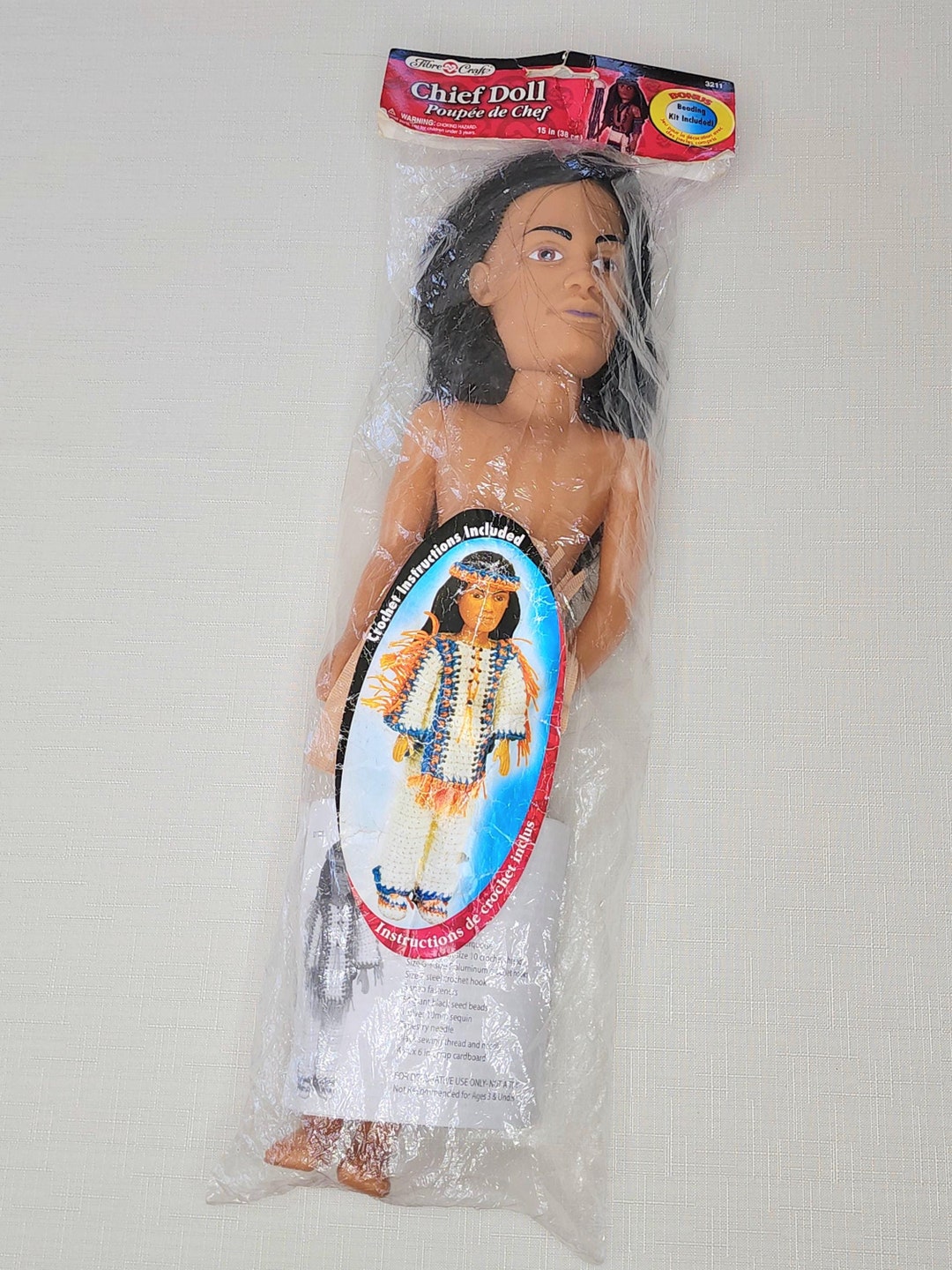 Vintage Fibre Craft Indian Chief Doll - 15" American Indian Doll ...