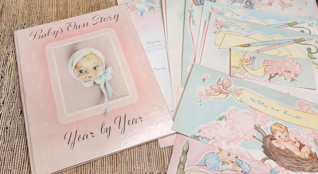 Vintage Baby Book and Newborn Images for Crafting, 1950's Baby Ephemera ...