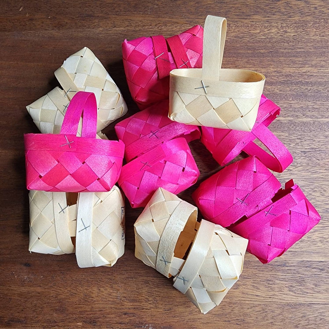 6 Vintage Chipwood Baskets - Assorted Party Favor Baskets - Miniature ...