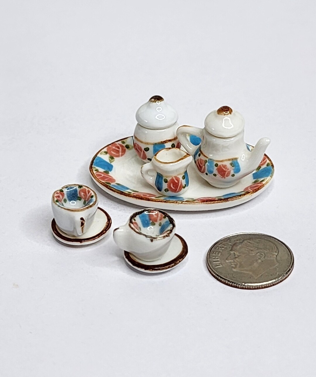 Vintage Miniature China Tea Set - Miniature Tea Set - Tiny China Tea ...