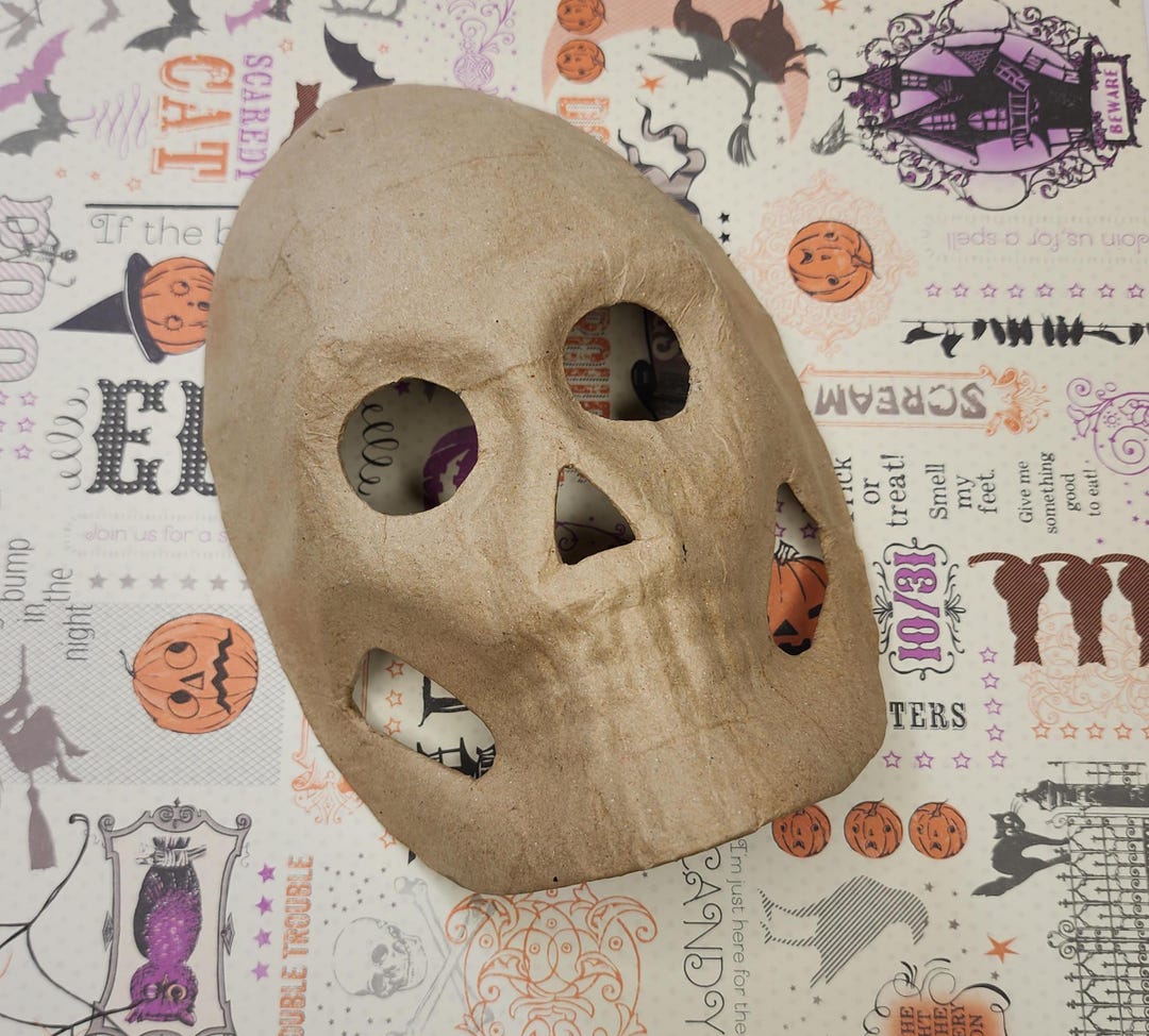 1 Paper Mache Skull - Darice Skull - DIY Paint Paper Mache Skull Mask ...