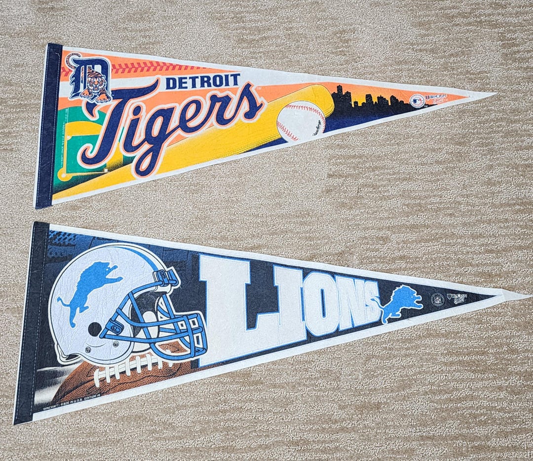 Vintage Detroit Tigers Pennant - Detroit Lions Pennant -detroit Sports ...