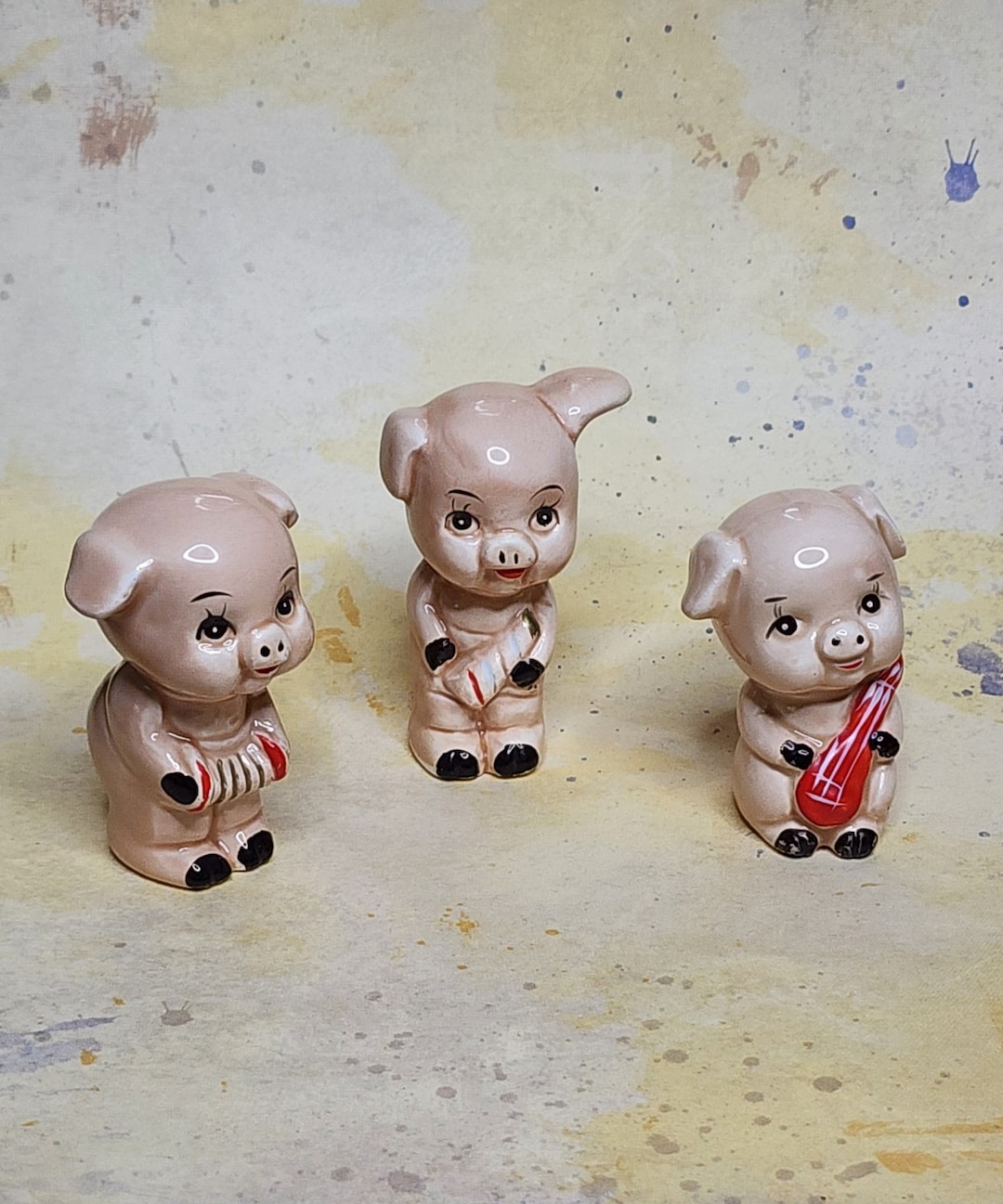 Vintage Pig Figurines - Pig Band Figurines - Pig Playing Accordion ...