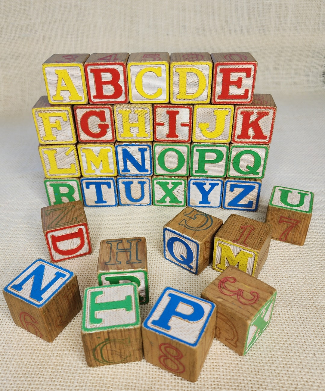 32 Vintage Children's Blocks - Pre-school Reading Blocks - Picture ...