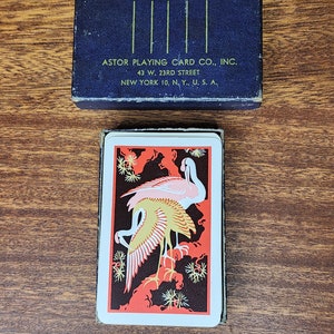 Vintage Double Deck Heron Playing Cards Orange and Teal Oriental Playing Cards KEM Heron Playing ...