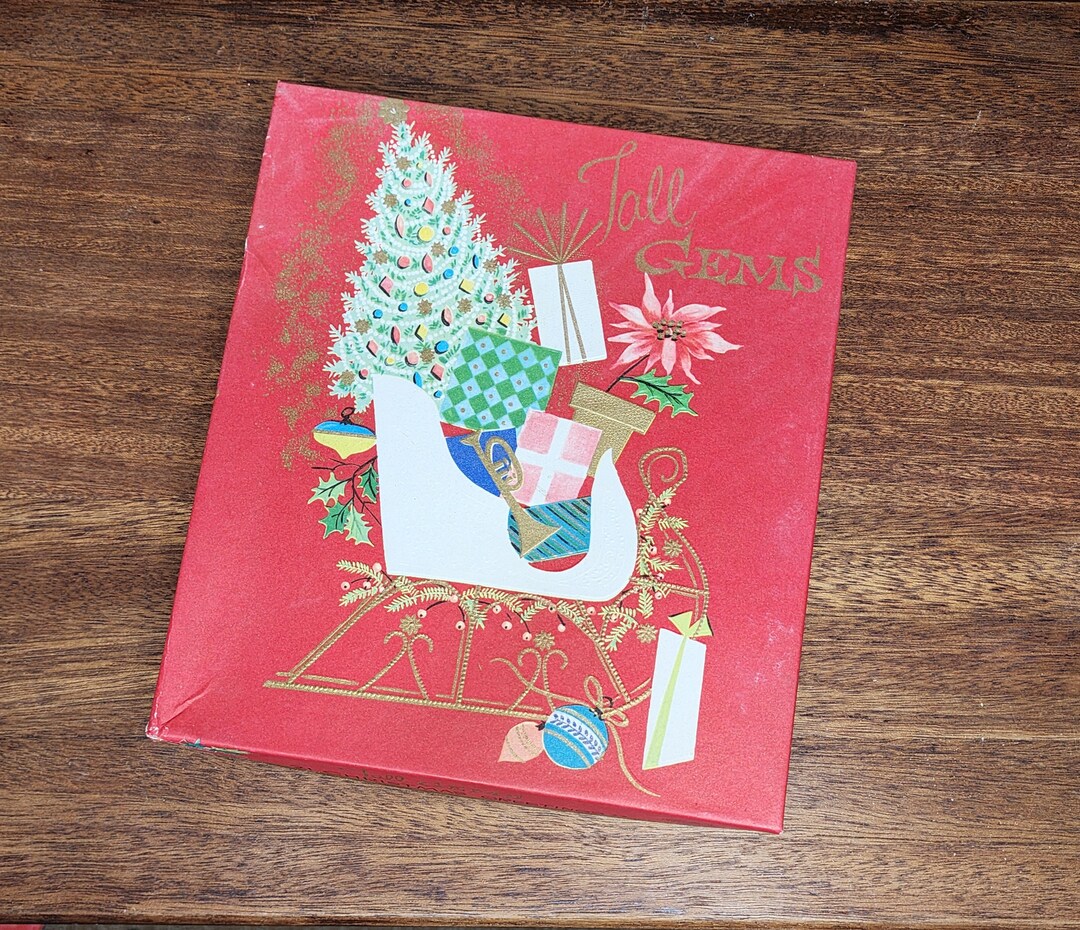 Vintage Christmas Card Box Decorative Christmas Box Tall - Etsy