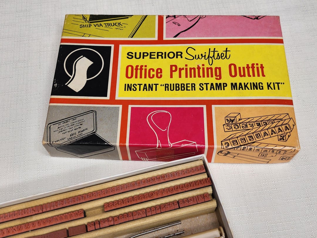 Vintage Stamp Kit-superior Swiftset Office Printing Outfit Rubber Stamp ...