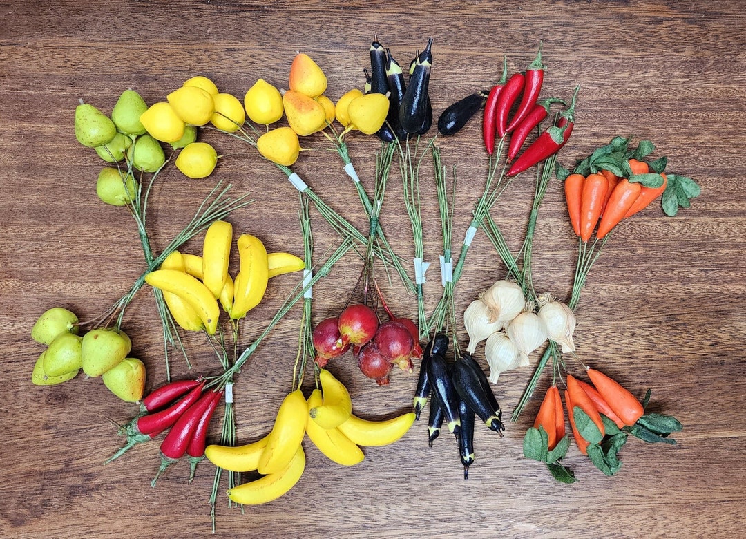 Vintage Fruit and Vegetable Picks - Millinery Banana Picks - Miniature ...