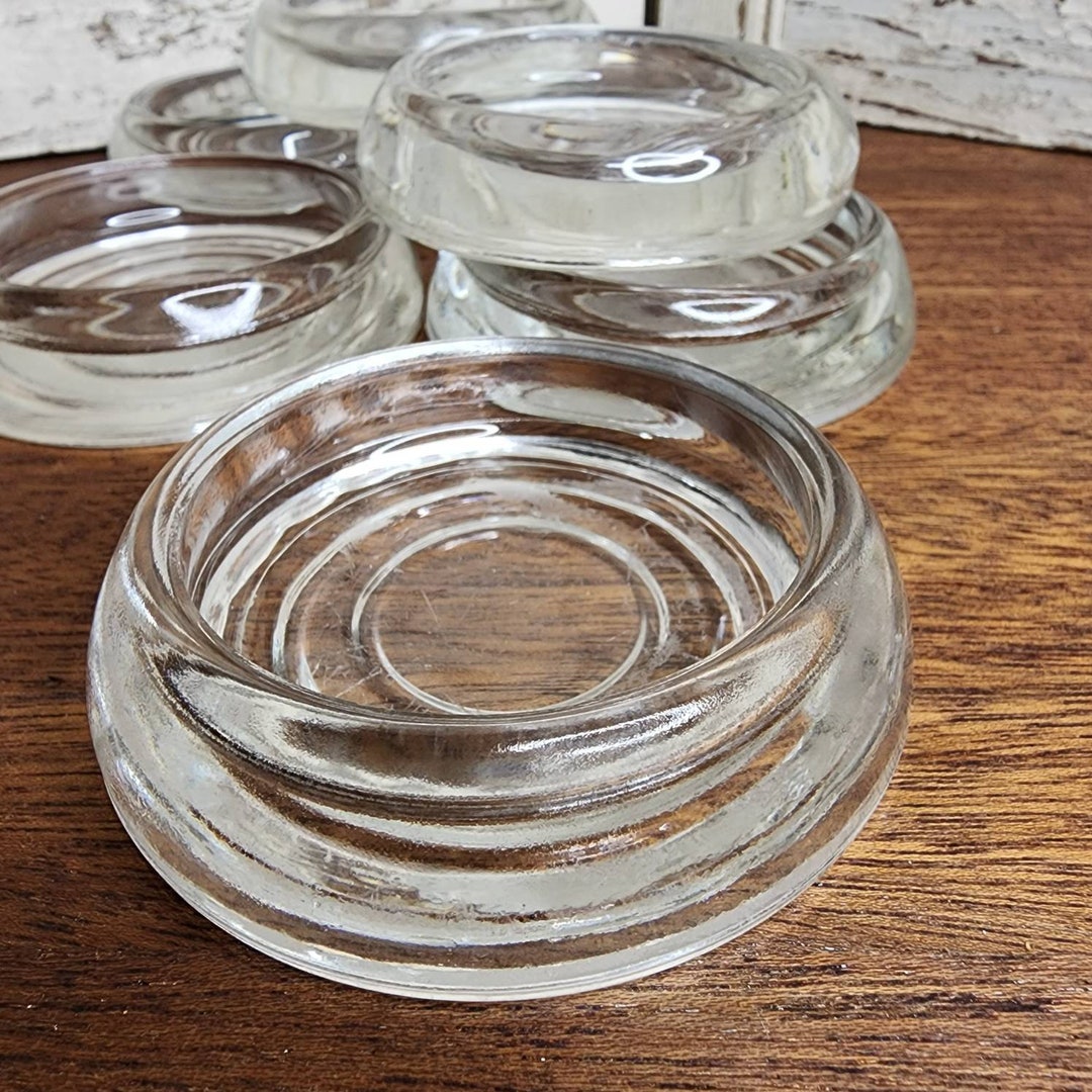 1 Vintage Clear Glass Caster - Floor Protector for Furniture - Floor ...