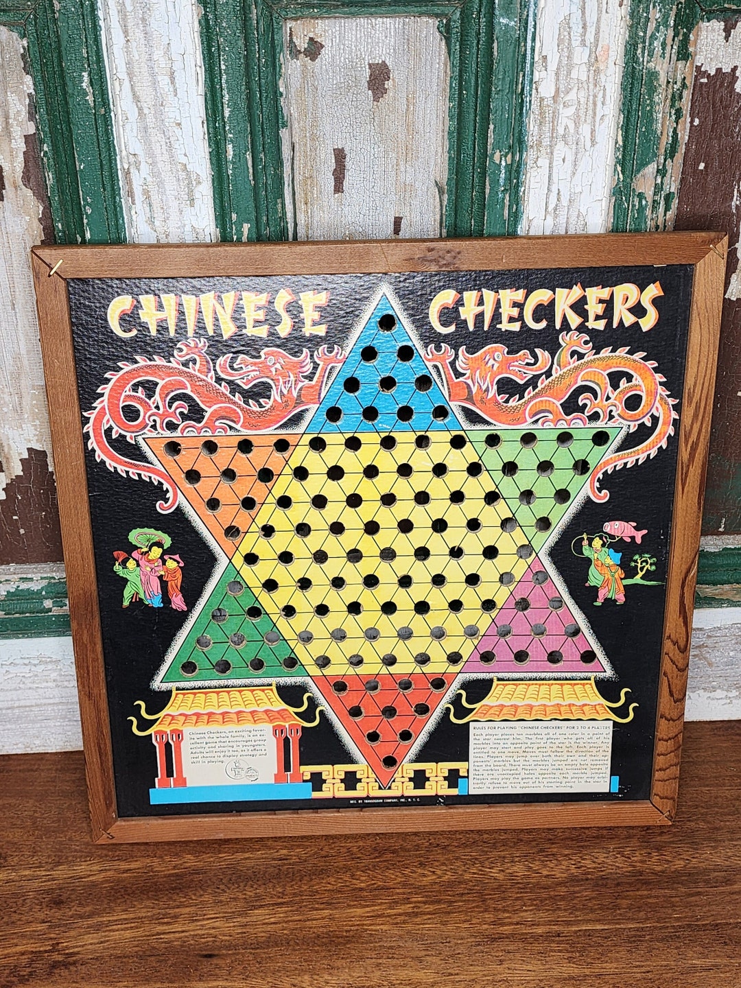 Vintage Chinese Checker Board Transogram Chinese Checker Board Vintage ...