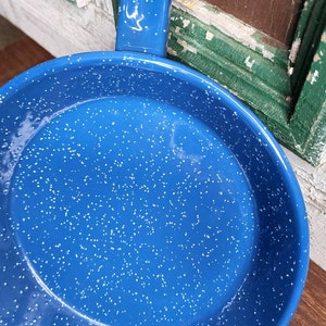 Vintage Blue Enamelware Pan Blue and White Speckled Enamel Pan Blue ...