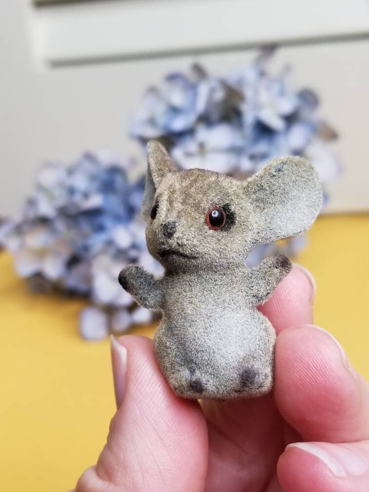 Home & Living Statues Gray Fur 3.5 Tall Vintage 1960s Fuzzy Flocked ...