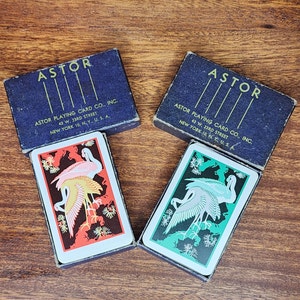 Vintage Double Deck Heron Playing Cards Orange and Teal Oriental Playing Cards KEM Heron Playing ...