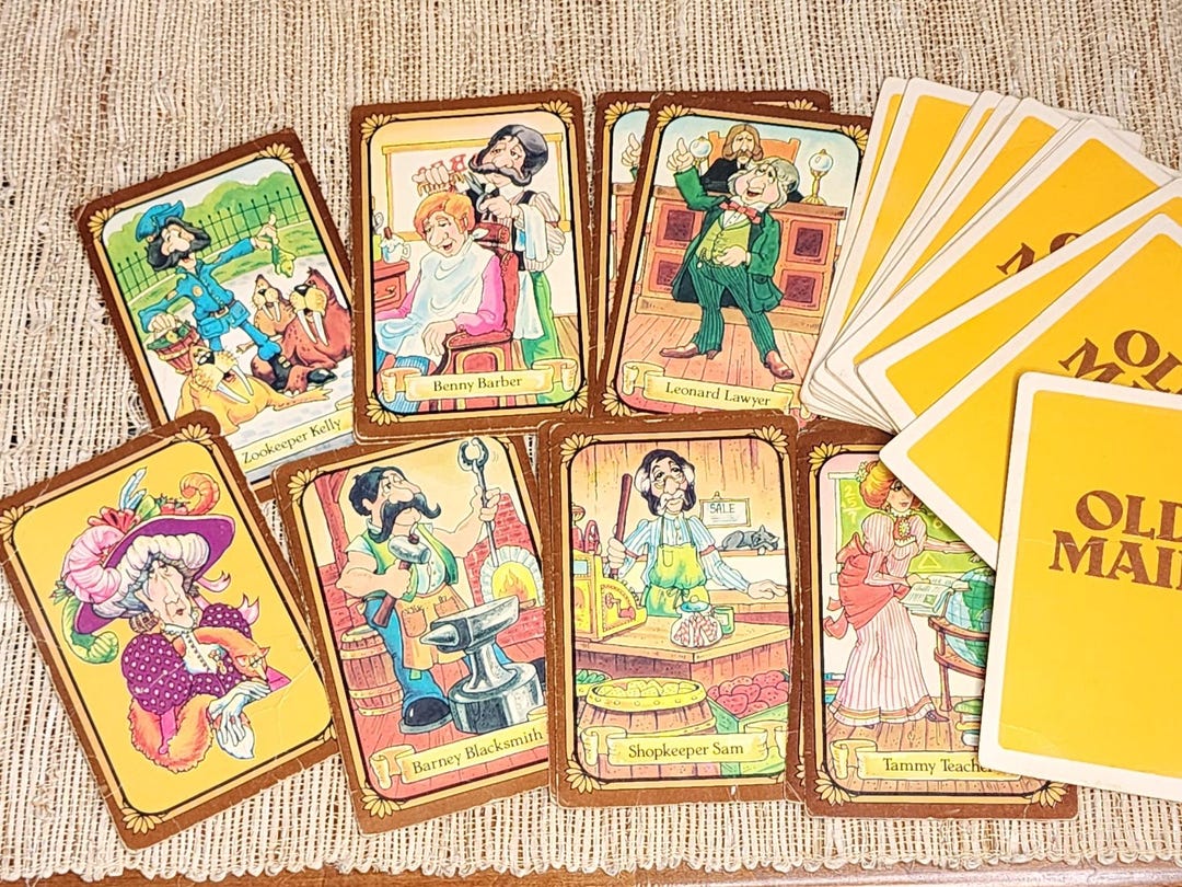 Vintage JUMBO Old Maid Cards - INCOMPLETE SET - Old Maid Game - Vintage ...