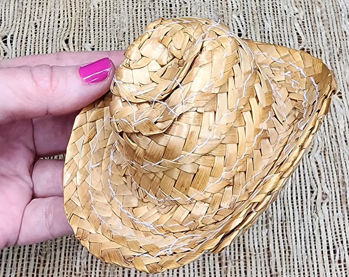 Miniature Cowboy Hat - 4.5" Miniature Straw Western Hat - Tiny Craft ...