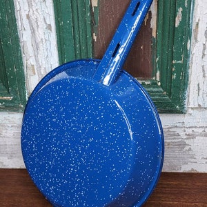 Vintage Blue Enamelware Pan Blue and White Speckled Enamel Pan Blue ...