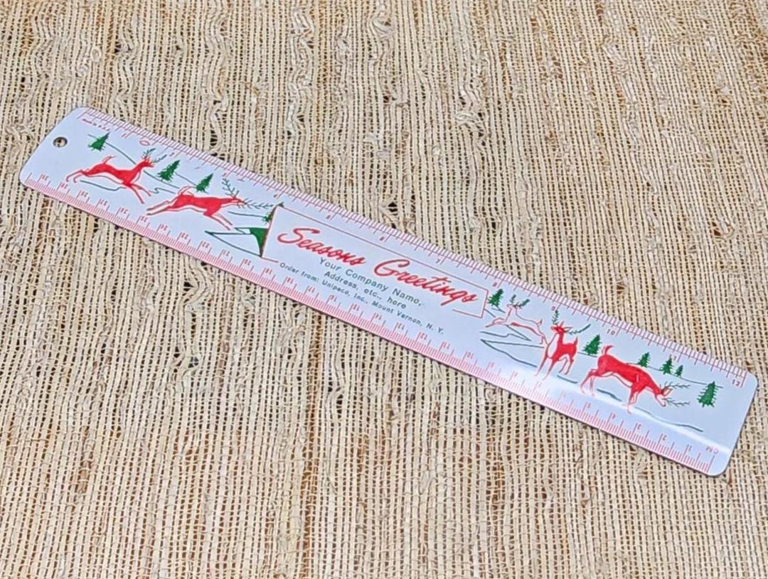 Vintage Metal Christmas Ruler: Seasons Greetings Advertising, Made in ...