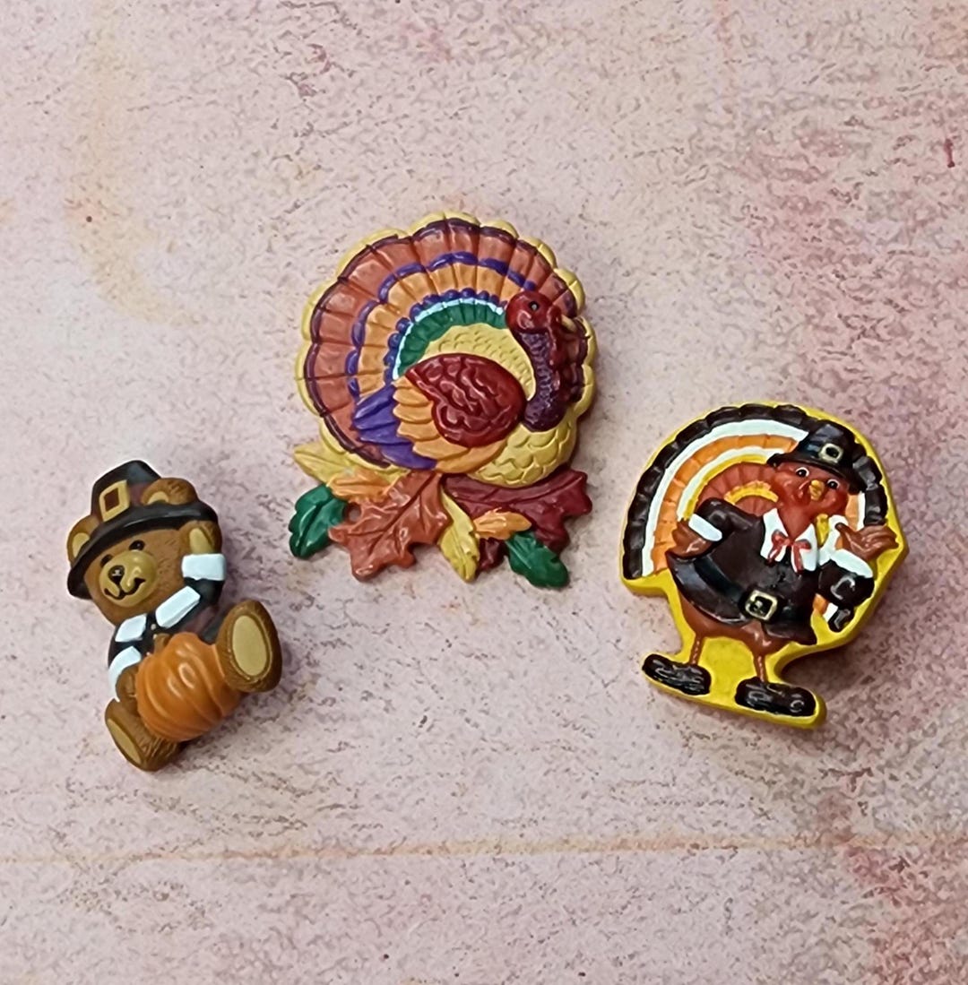 Hallmark Collectible Thanksgiving Pins Thanksgiving Jewelry Vintage Turkey Pins Thanksgiving ...