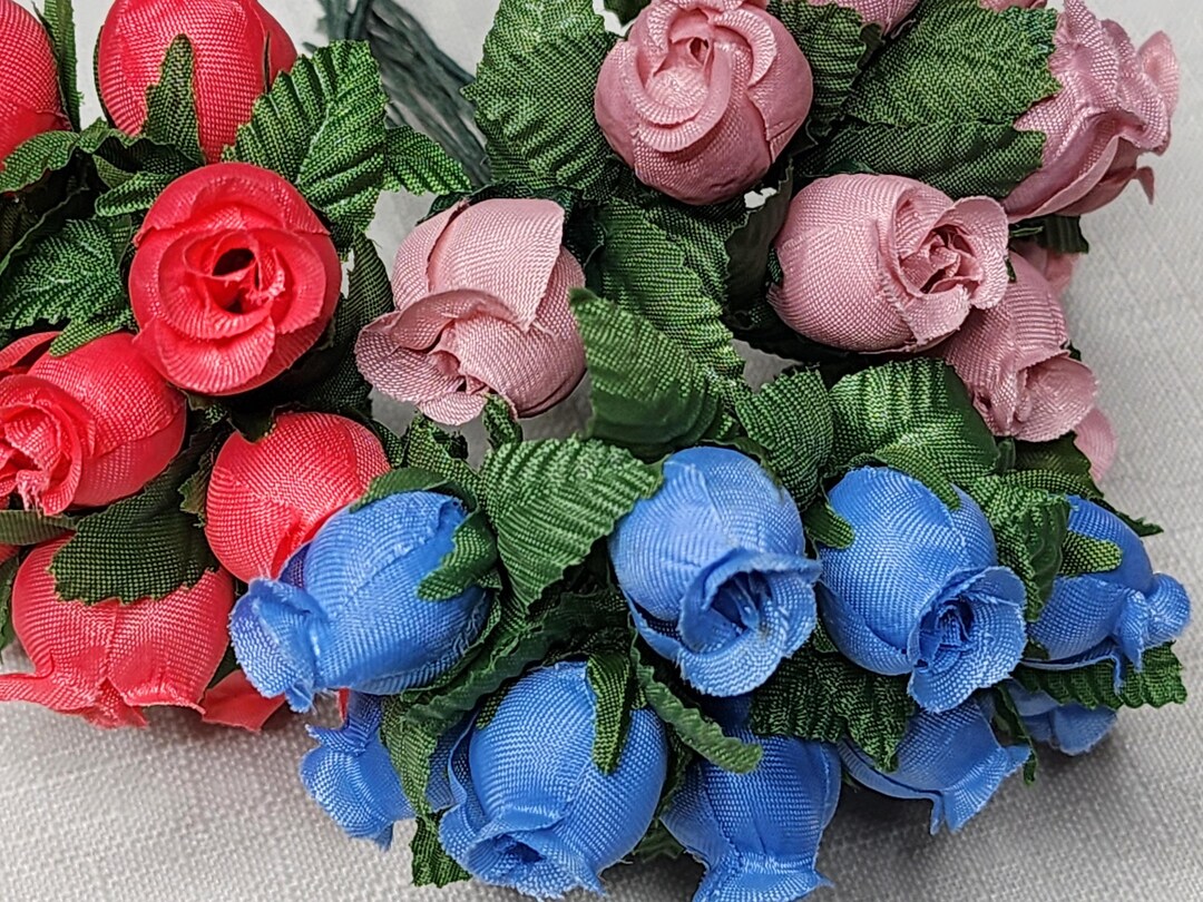 Vintage Miniature Rose Buds - Mini Flower Stems - Craft Flowers ...