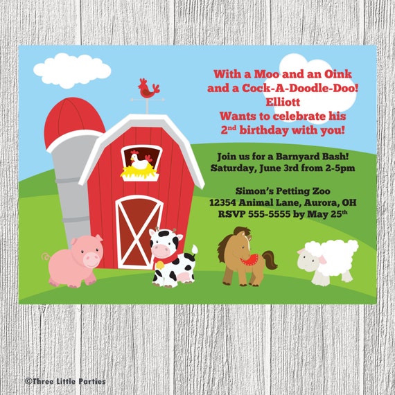 Barnyard Birthday Invitation - Farm Invitation - Barn Theme Party Boy ...