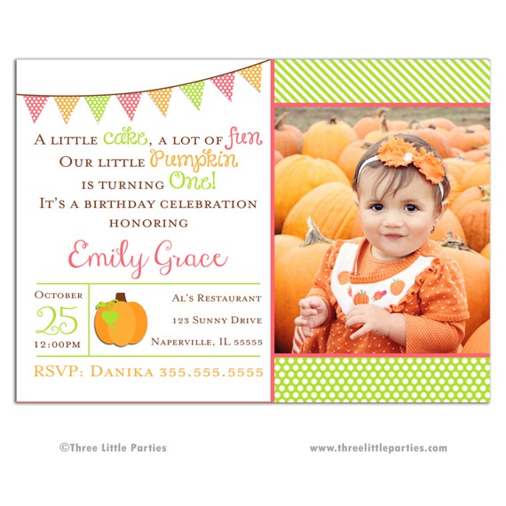 Pumpkin Invitation- Printable Pumpkin Birthday invitation - Our Little ...