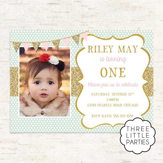 Glitter Birthday Invitation, Printable Faux Glitter Invitation, Pink ...