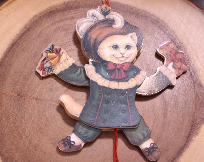 Vintage Pull String Wooden Victorian Male Cat Tudor Jumping Christmas ...
