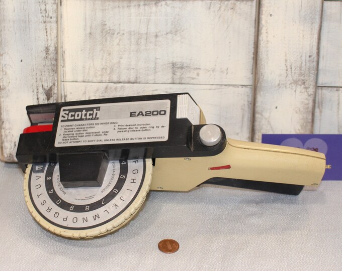 Vintage Scotch Label Maker Ea200 Extra Large Heavy Duty Red Tape