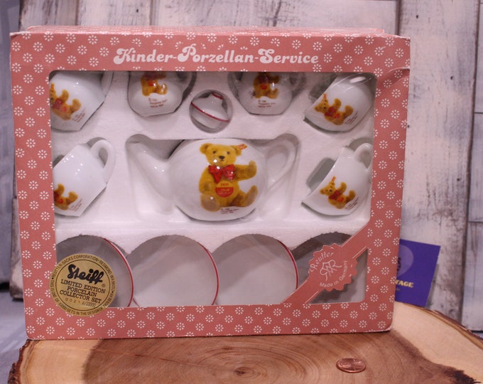 Vintage Steiff Teddy Bear Limited Edition Porcelain Children's Tea Set ...