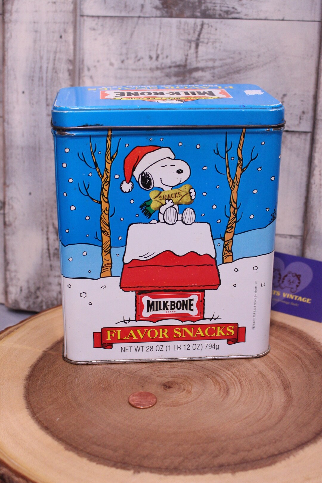 Vintage Snoopy Milk Bone Tin, Snack Tin, Collectible Tin, as is Rusty ...