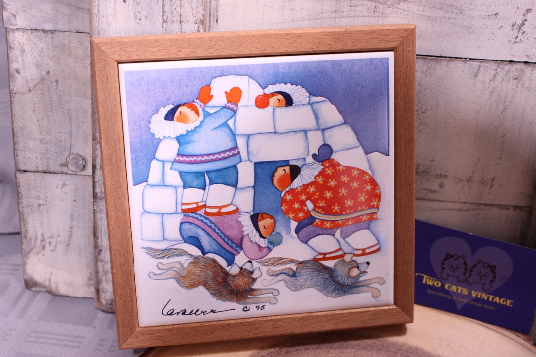 Vintage Alaskan Inuit Art Ceramic Tile Trivet Signed by Barbara ...