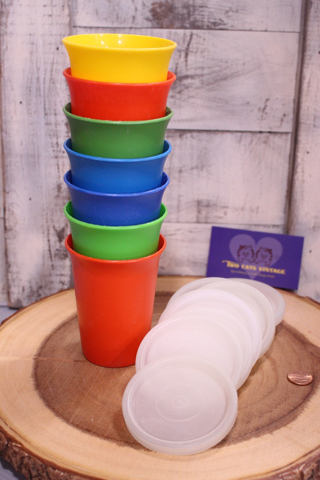 Seven Vintage Rainbow Tupperware Tumblers, With Lids and Extras! as Is ...