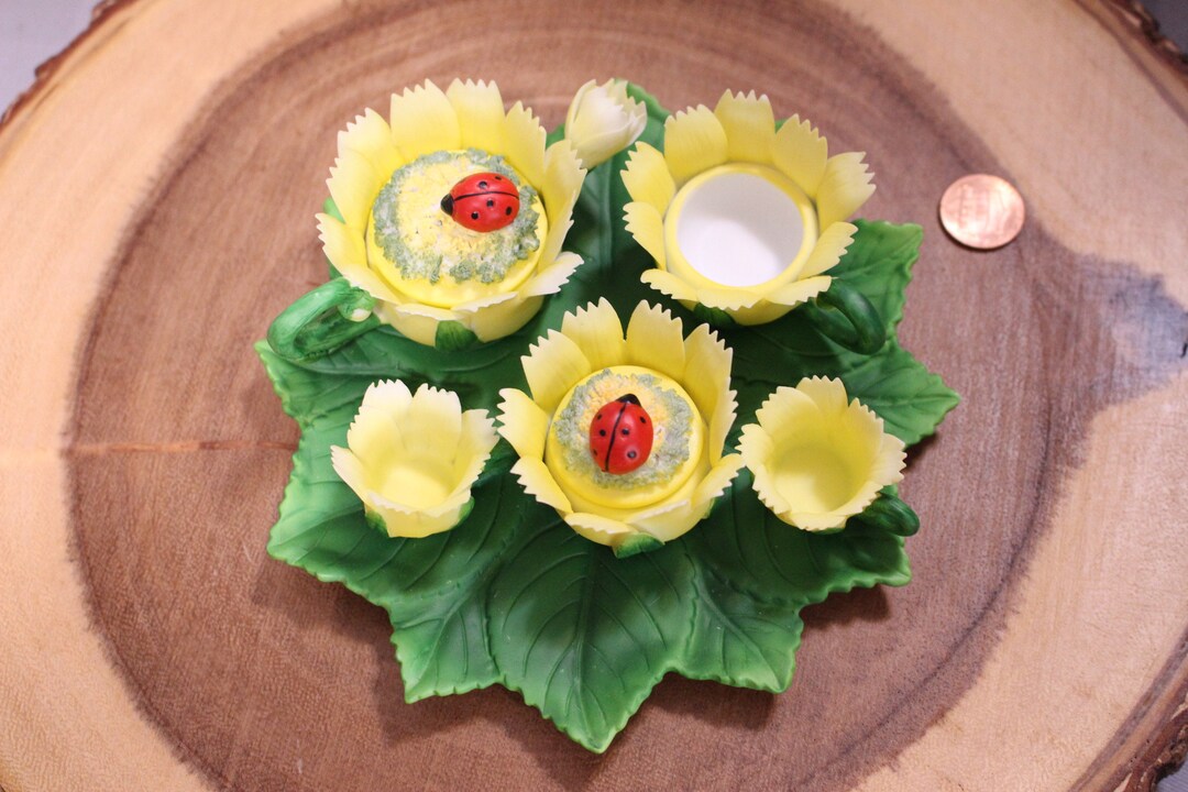 Vintage Tea Serving Set Doll House Miniatures Yellow Flowers With ...