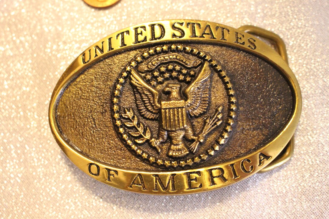 Vintage United States of America Solid Brass Belt Buckle, Registered ...