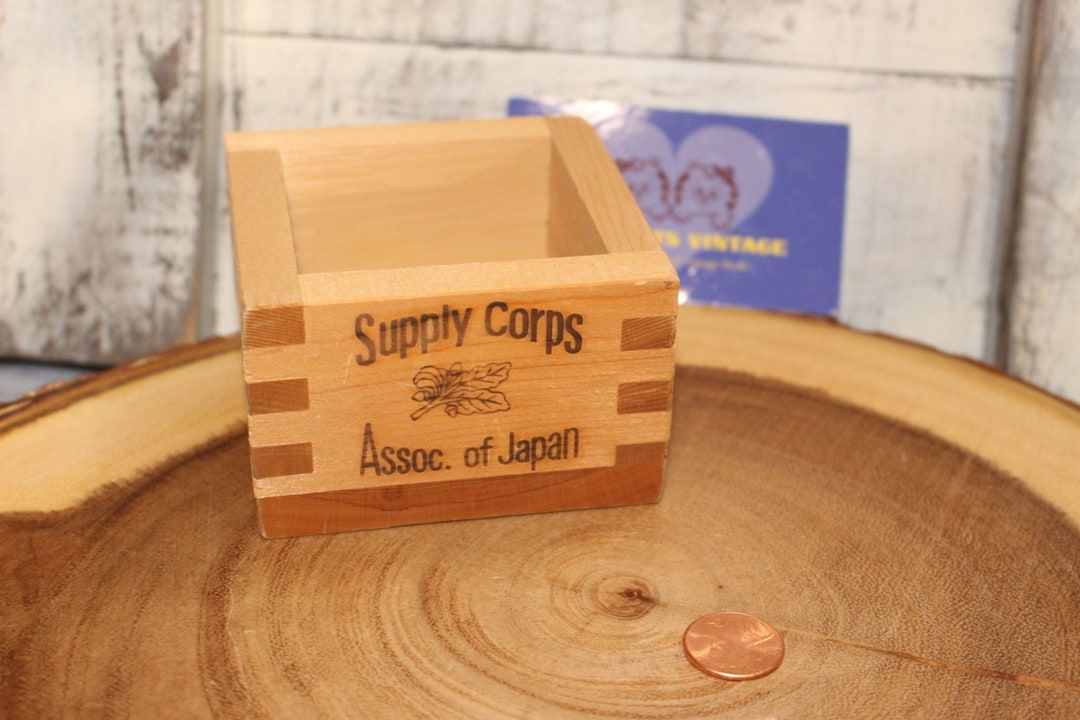 RARE Wooden Engraved Masu Box, Supply Corps Assoc of Japan, Military ...